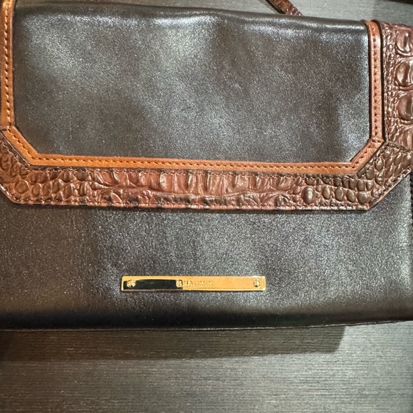 Brahmin | Bags | Brahmin Black And Brown Leather Clutch | Poshmark